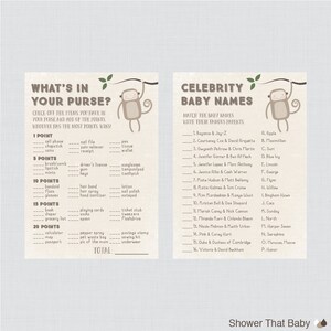Monkey Baby Shower Games Package Seven Printable Games: - Etsy