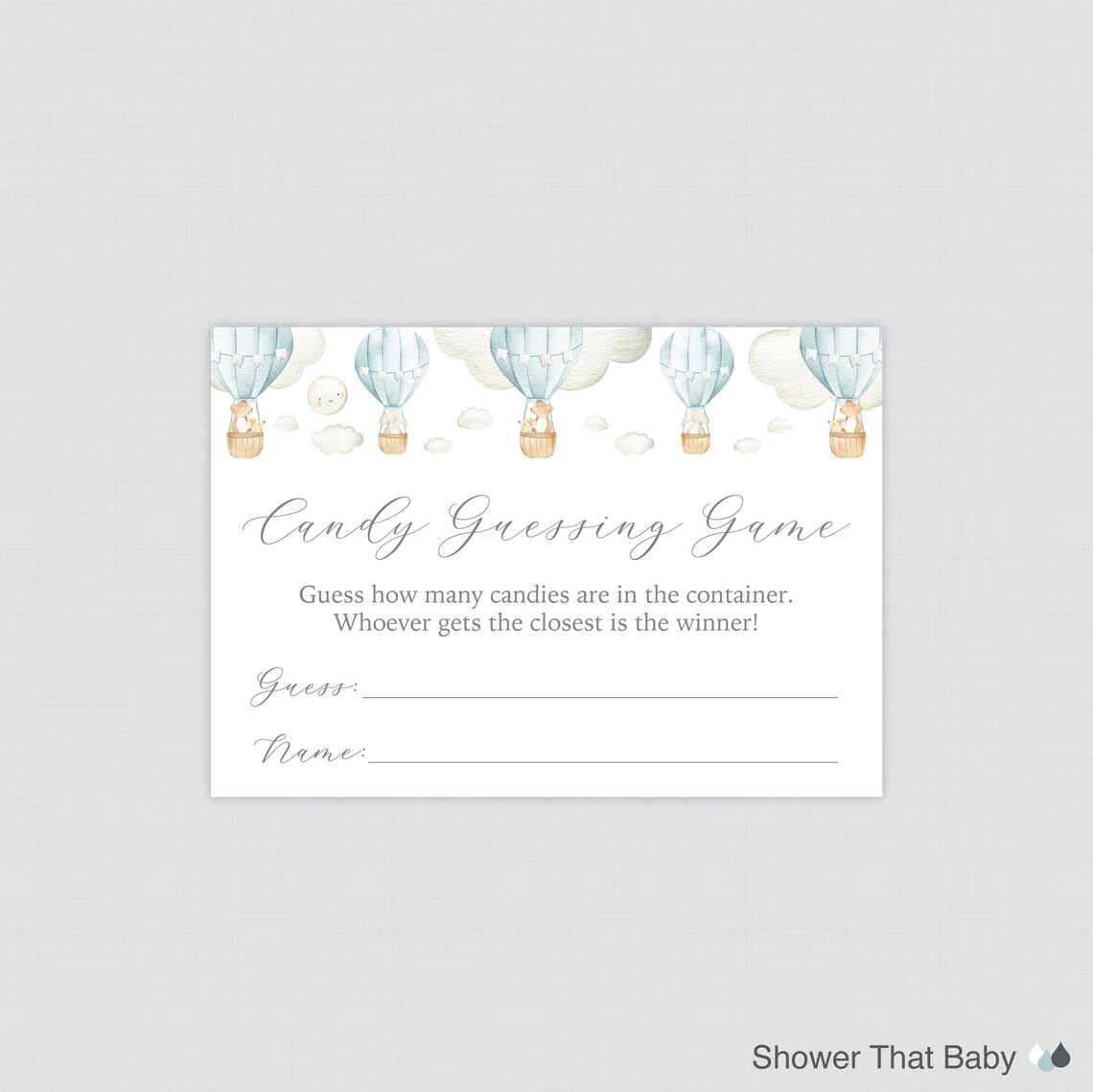 Blue Hot Air Balloon Candy Guessing Game Printable up and | Etsy