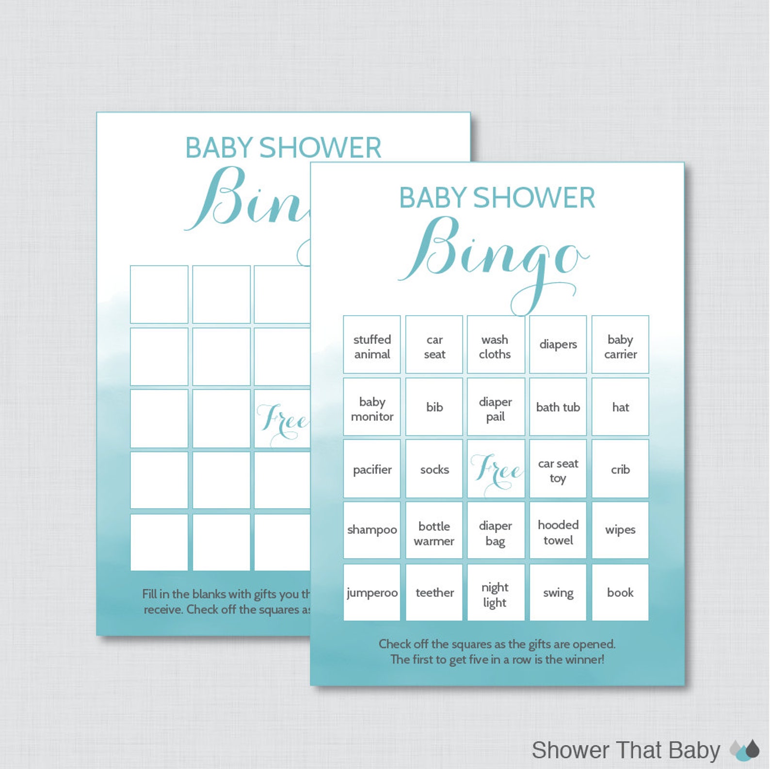Blue Baby Shower Games Package in Blue Watercolor - Seven Printable ...