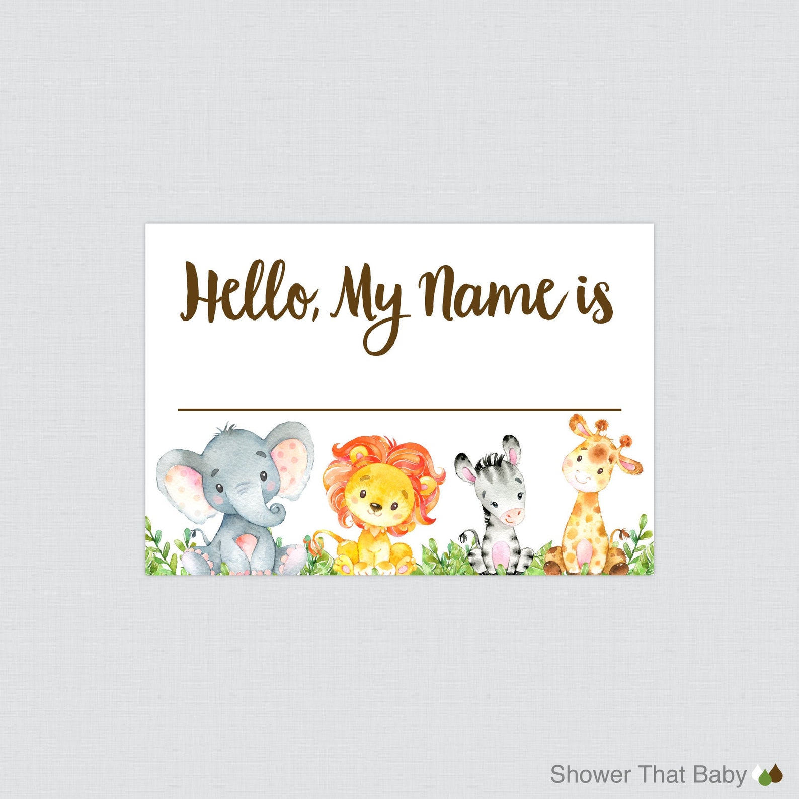Printable Safari Name Tag Stickers - Safari Themed Baby Shower Name Tag ...
