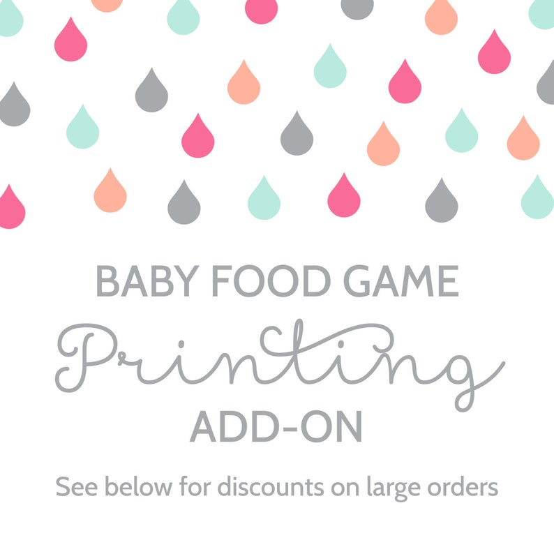 Printing Add-on for Baby Food Game Cards Sign and Labels - Etsy