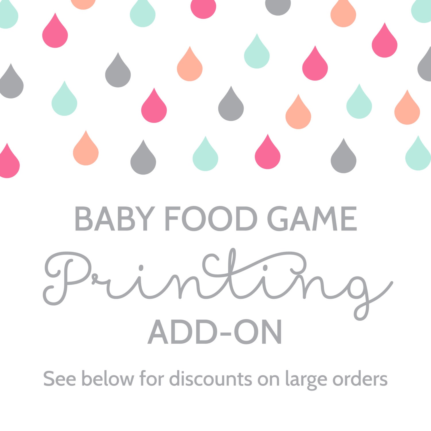 Printing Add-on for Baby Food Game Cards, Sign, and Labels - Etsy