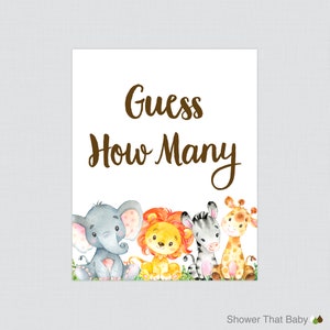 Safari Baby Shower Guess How Many Game Printable - Guess How Many ...