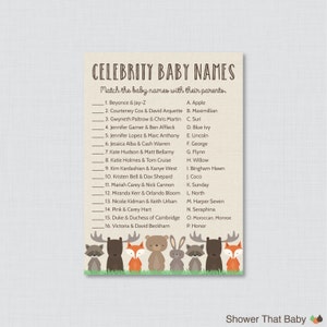 Celebrity Baby Shower Game Printable - Woodland Celebrity Baby Name ...