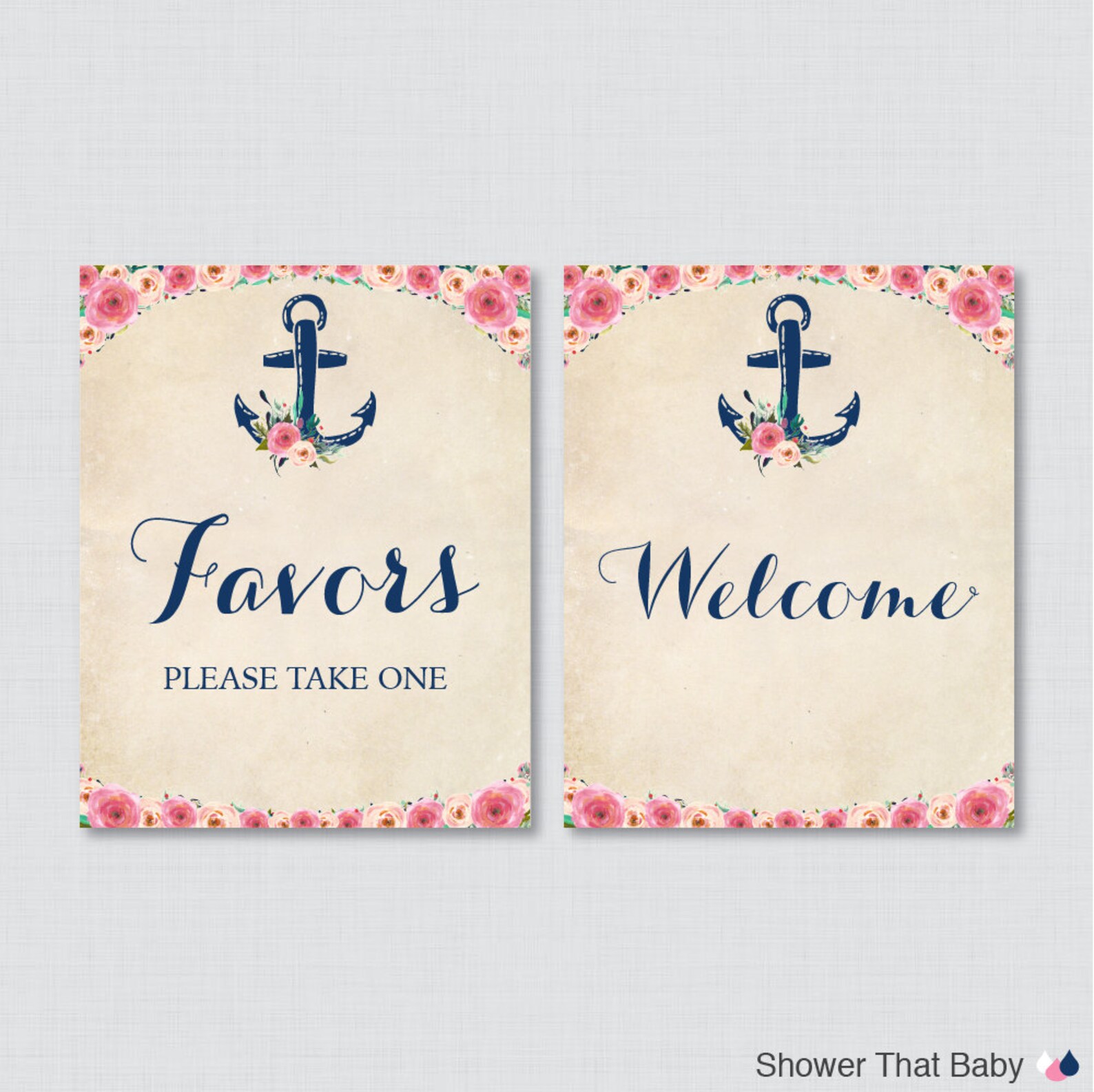Printable Nautical Baby Shower Table Signs SIX Signs | Etsy
