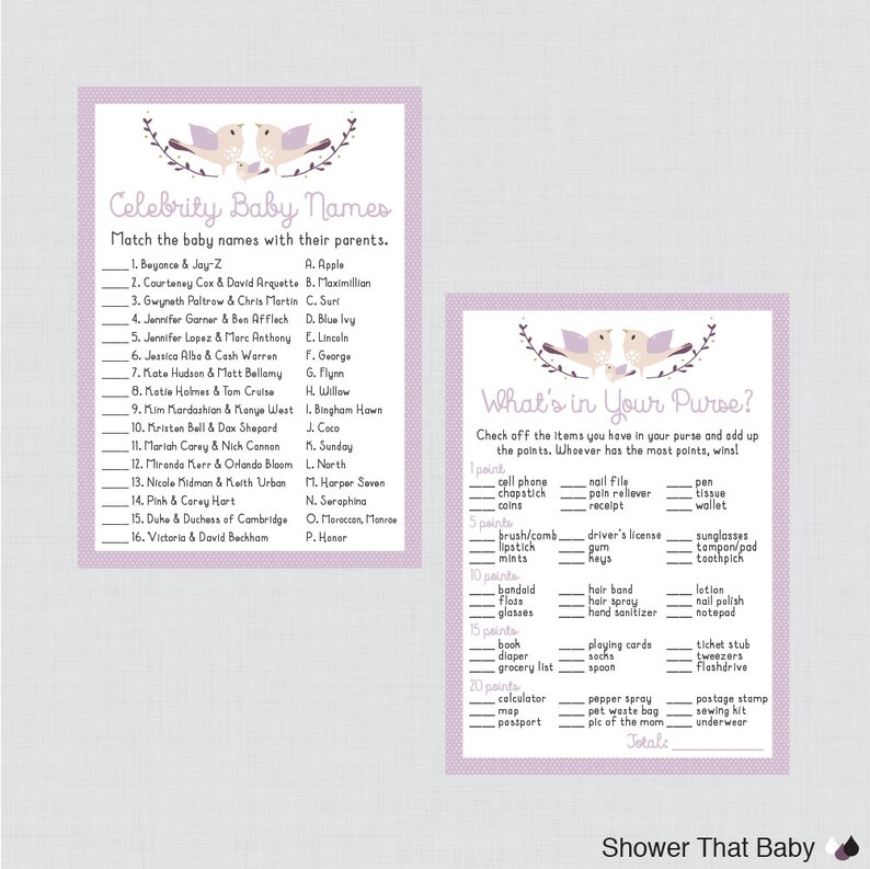 Bird Baby Shower Games Package - Seven Printable Games: Bingo, Price is ...