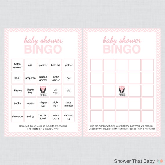 Owl Baby Shower Bingo Board