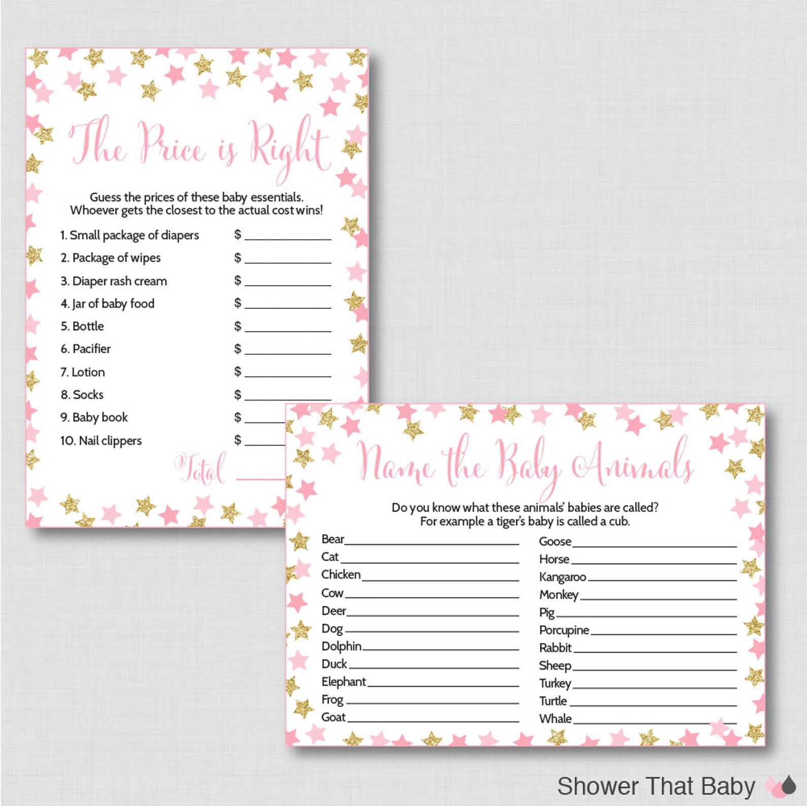 Star Baby Shower Games Package Seven Printable Games: Bingo - Etsy