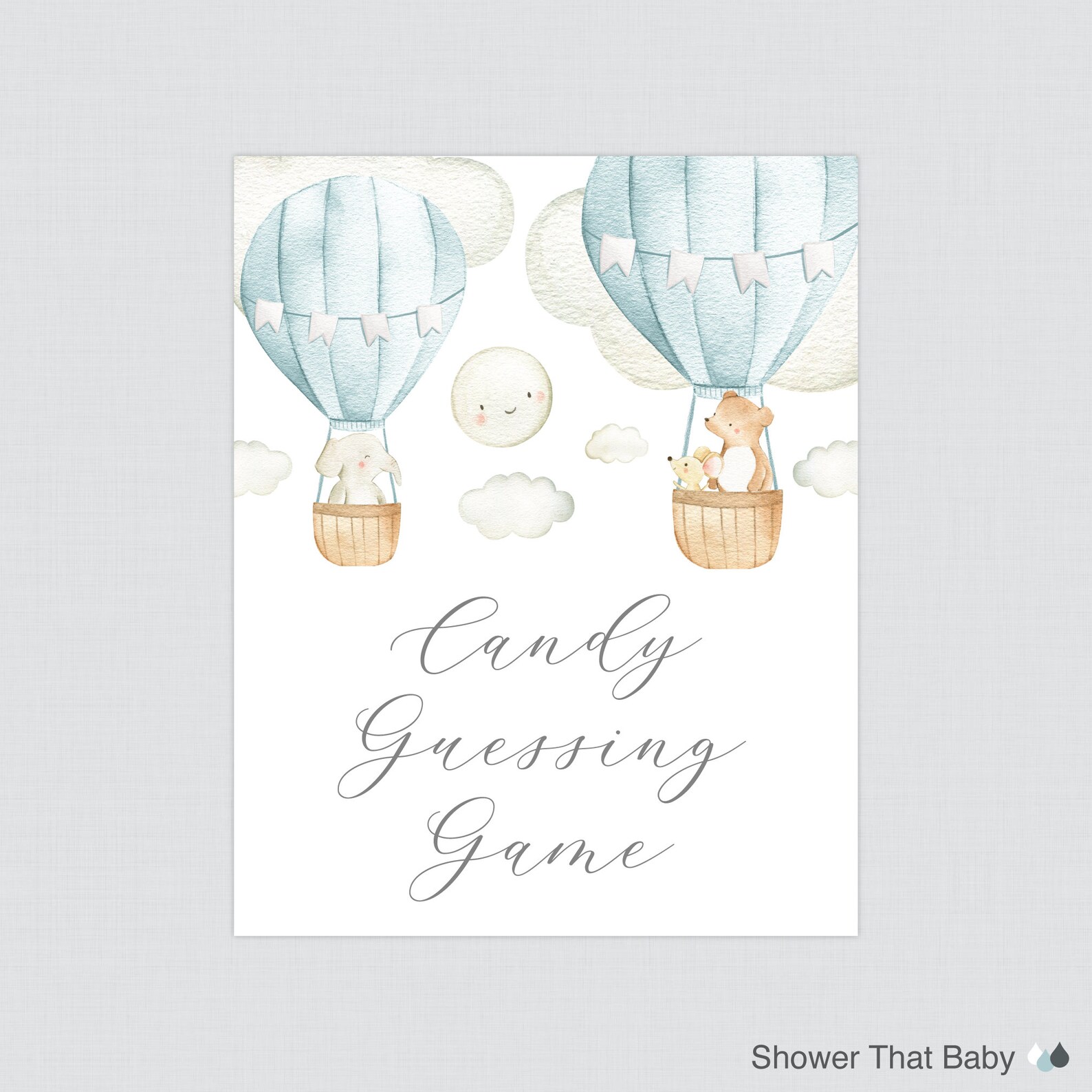 Blue Hot Air Balloon Candy Guessing Game Printable up and - Etsy