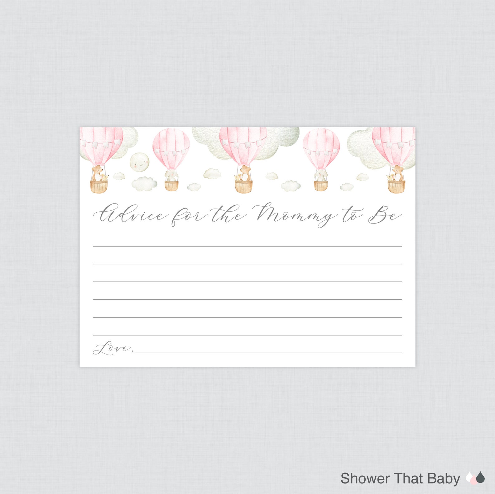 Pink Hot Air Balloon Advice for Mommy to Be Cards and Sign - Etsy
