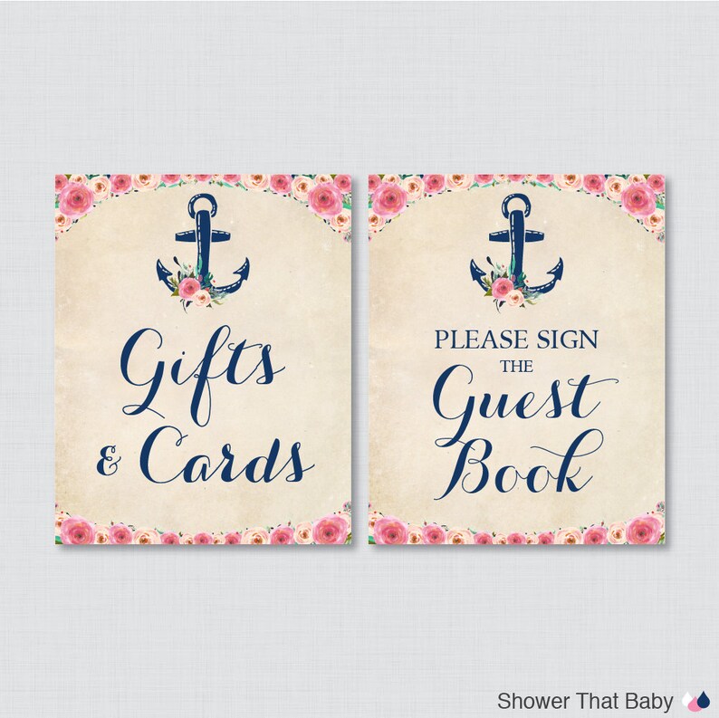 Printable Nautical Baby Shower Table Signs SIX Signs | Etsy
