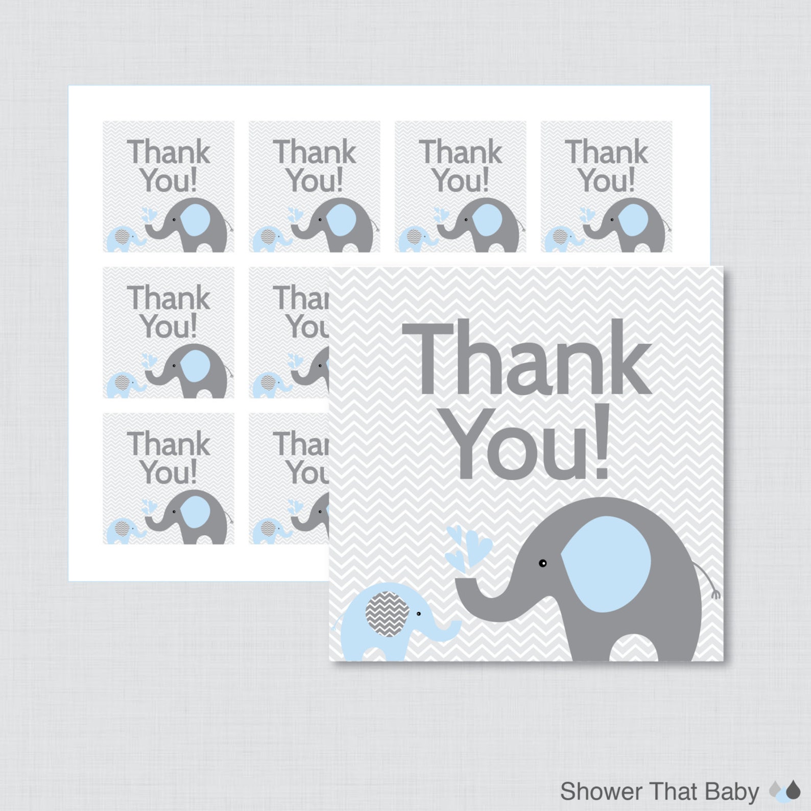 Printable Elephant Baby Shower Favor Tags Thank You Tag for | Etsy