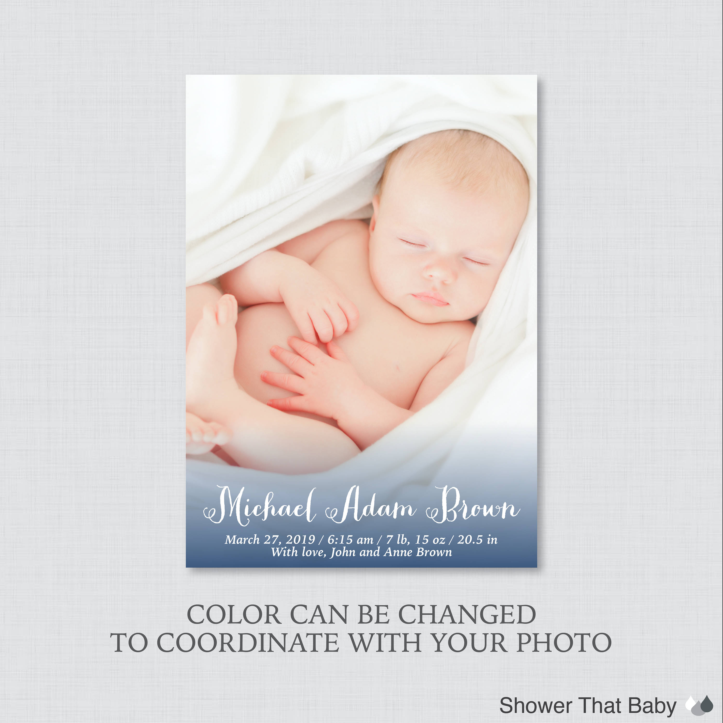 Printable or Printed Photo Birth Announcement Cards Custom - Etsy