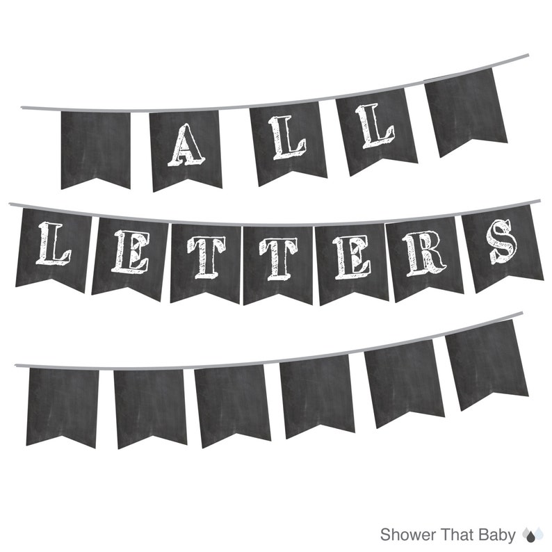 Chalkboard Banner With ALL Letters and Numbers Printable - Etsy