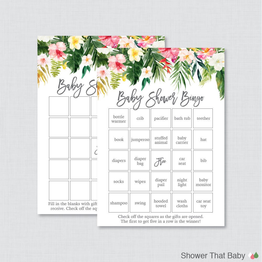 Tropical Baby Shower Games Package Seven Printable Games: | Etsy