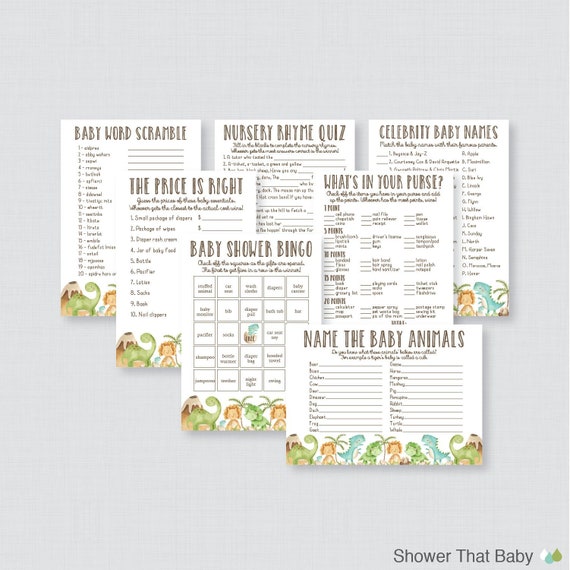 Dinosaur Baby Shower Games Package 7 Printable Games: Bingo - Etsy