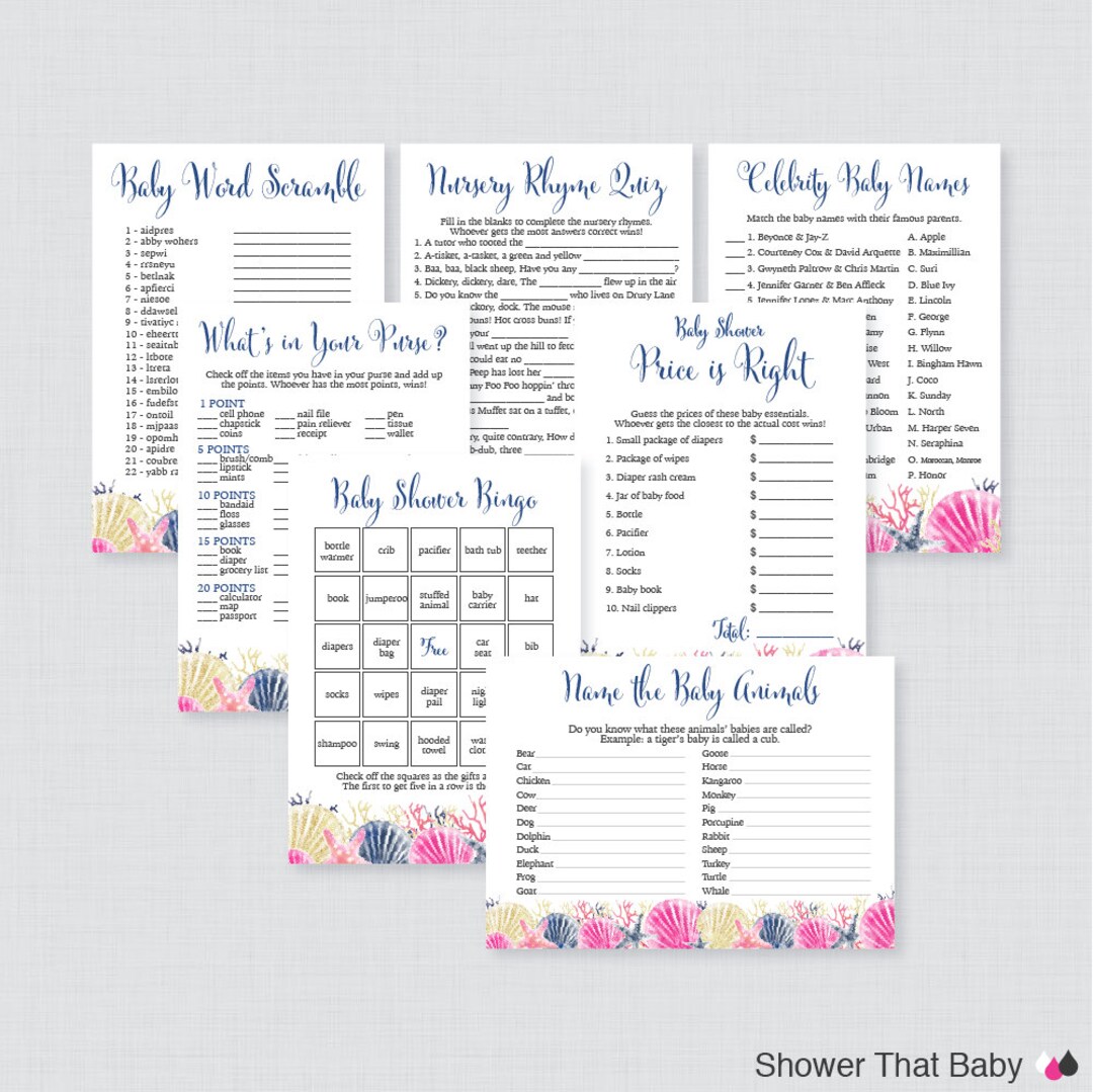 Nautical Baby Shower Games Package - Seven Printable Games: Bingo ...