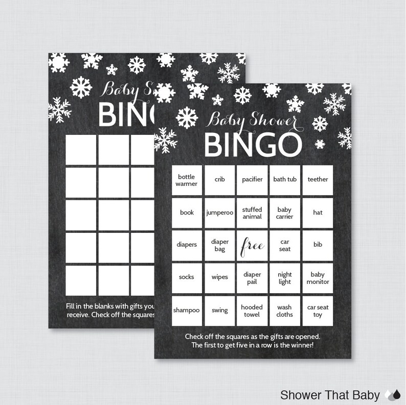 Winter Baby Shower Bingo Cards Printable Blank Bingo Cards | Etsy