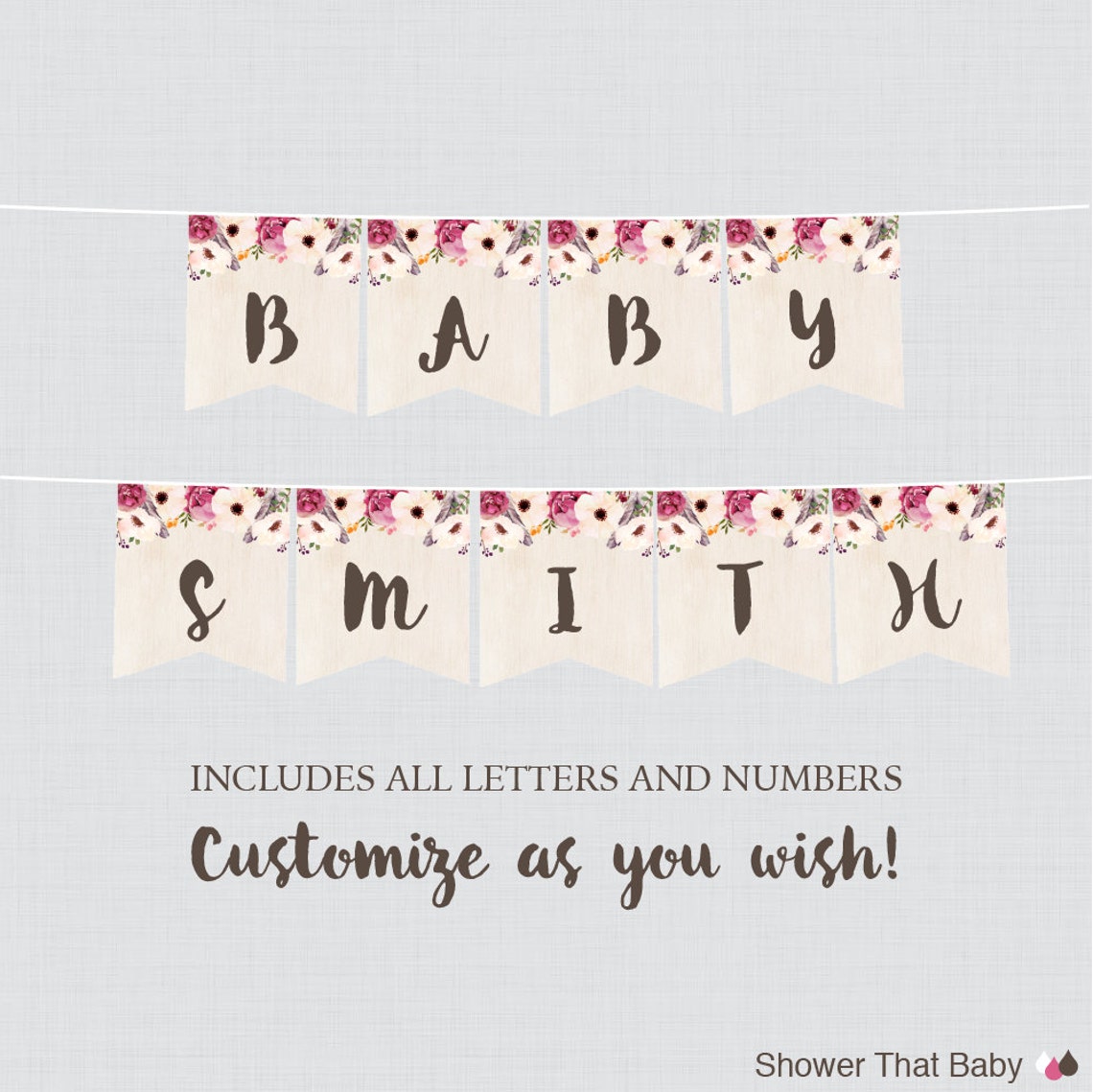 Printable Boho Baby Shower Banner Bohemian Shower | Etsy