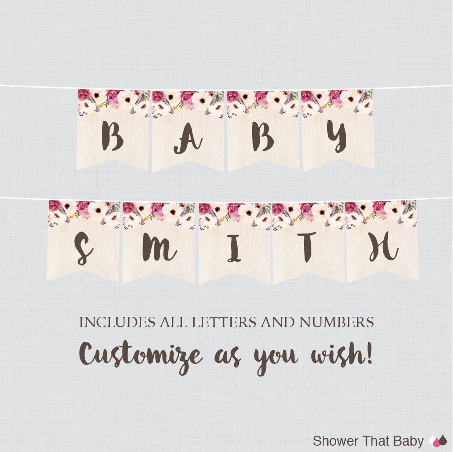 Printable Boho Baby Shower Banner Bohemian Shower | Etsy