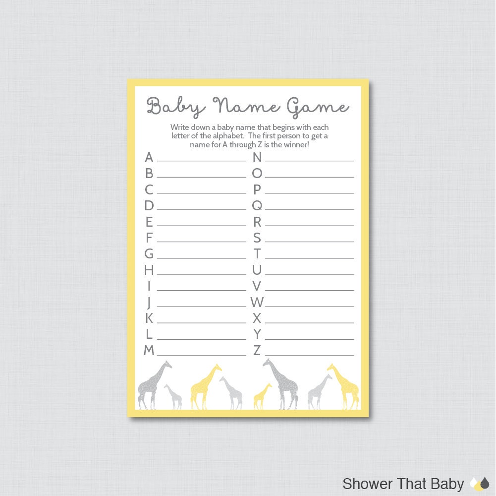 Giraffe Baby Shower Baby Name Game Baby Name Race Game | Etsy