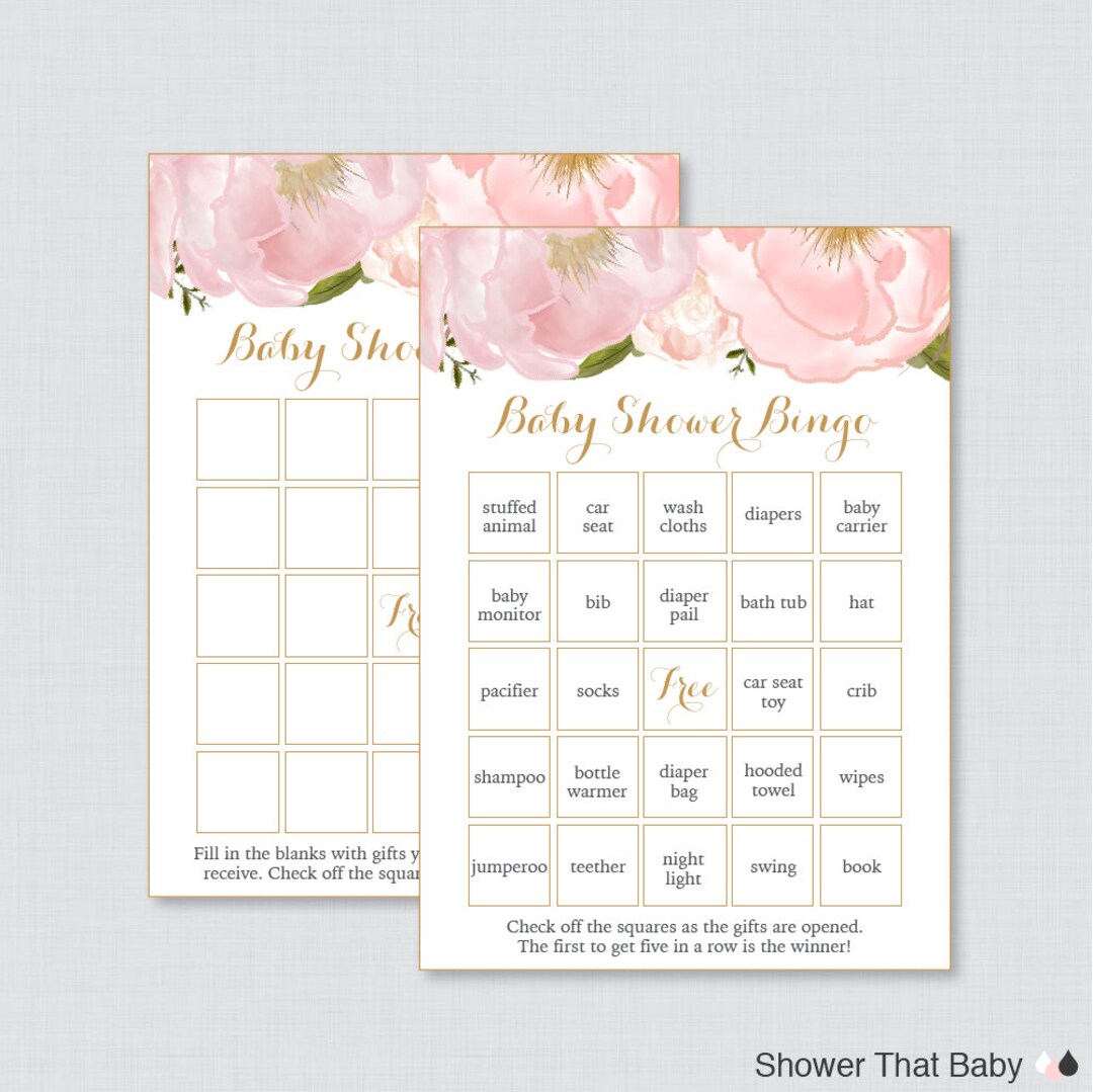 Floral Baby Shower Bingo Cards - Printable Blank Bingo Cards AND ...