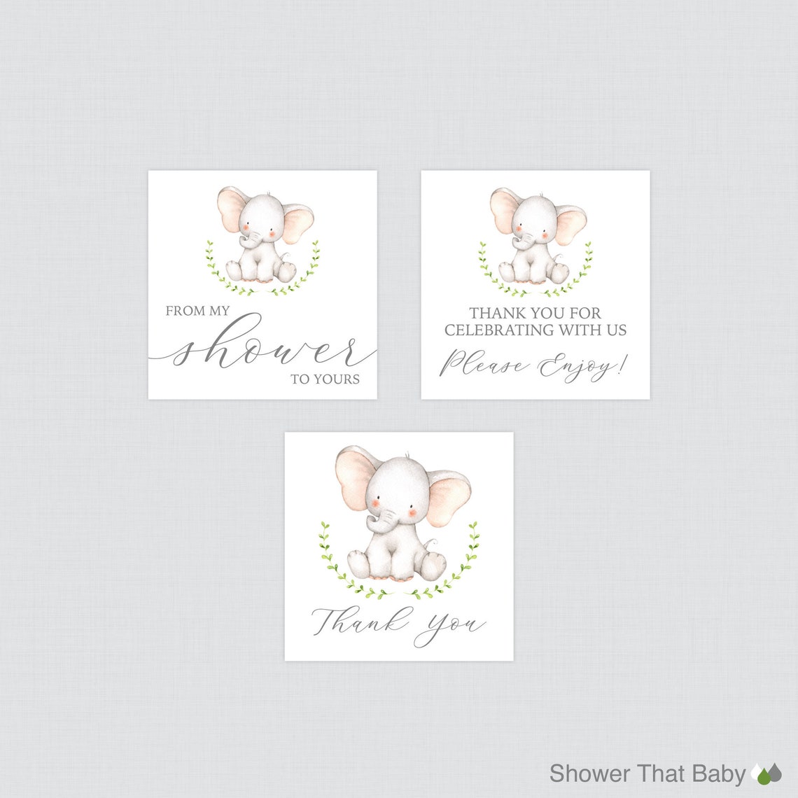 Watercolor Elephant Favor Tag Printable Elephant Themed Baby | Etsy