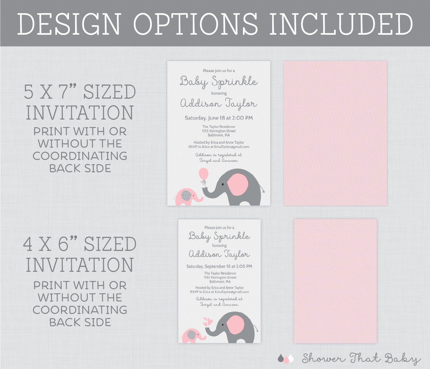 EDITABLE Elephant Baby Sprinkle Invitations in Pink - Printable ...