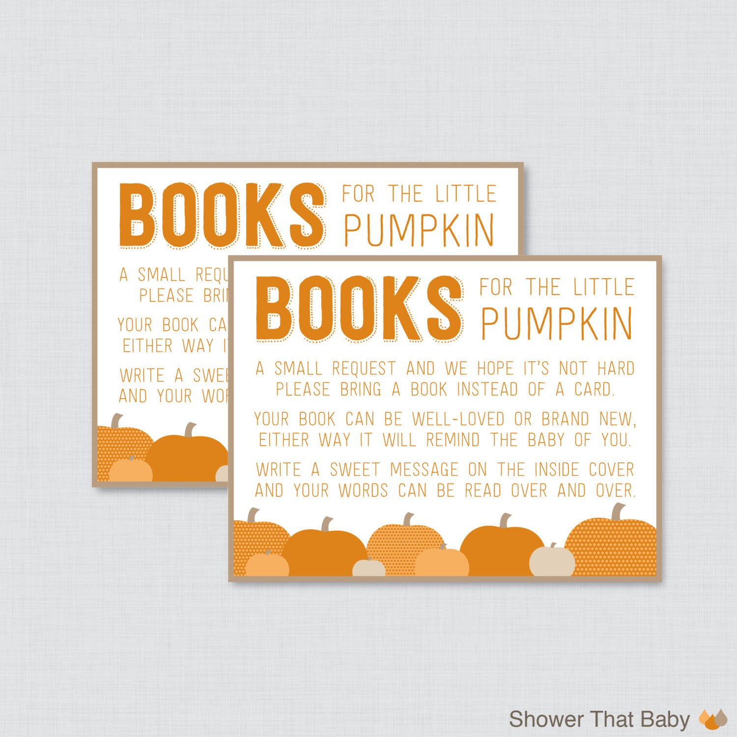 Little Pumpkin Baby Shower Bring a Book Instead of a Card - Etsy