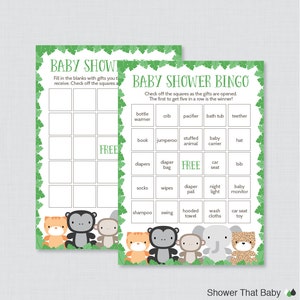 Jungle Theme Baby Shower Bingo Cards - Printable Blank Bingo Cards AND ...