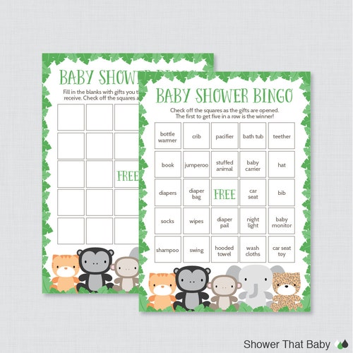 Safari Baby Shower Bingo Cards Printable Blank Bingo Cards - Etsy
