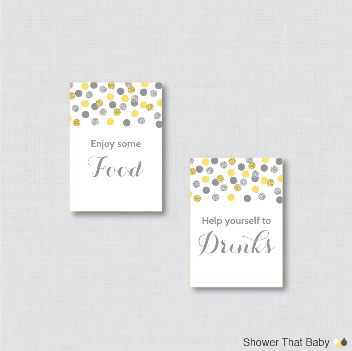Printable Yellow Baby Shower Table Signs - SIX Signs! Welcome Sign ...