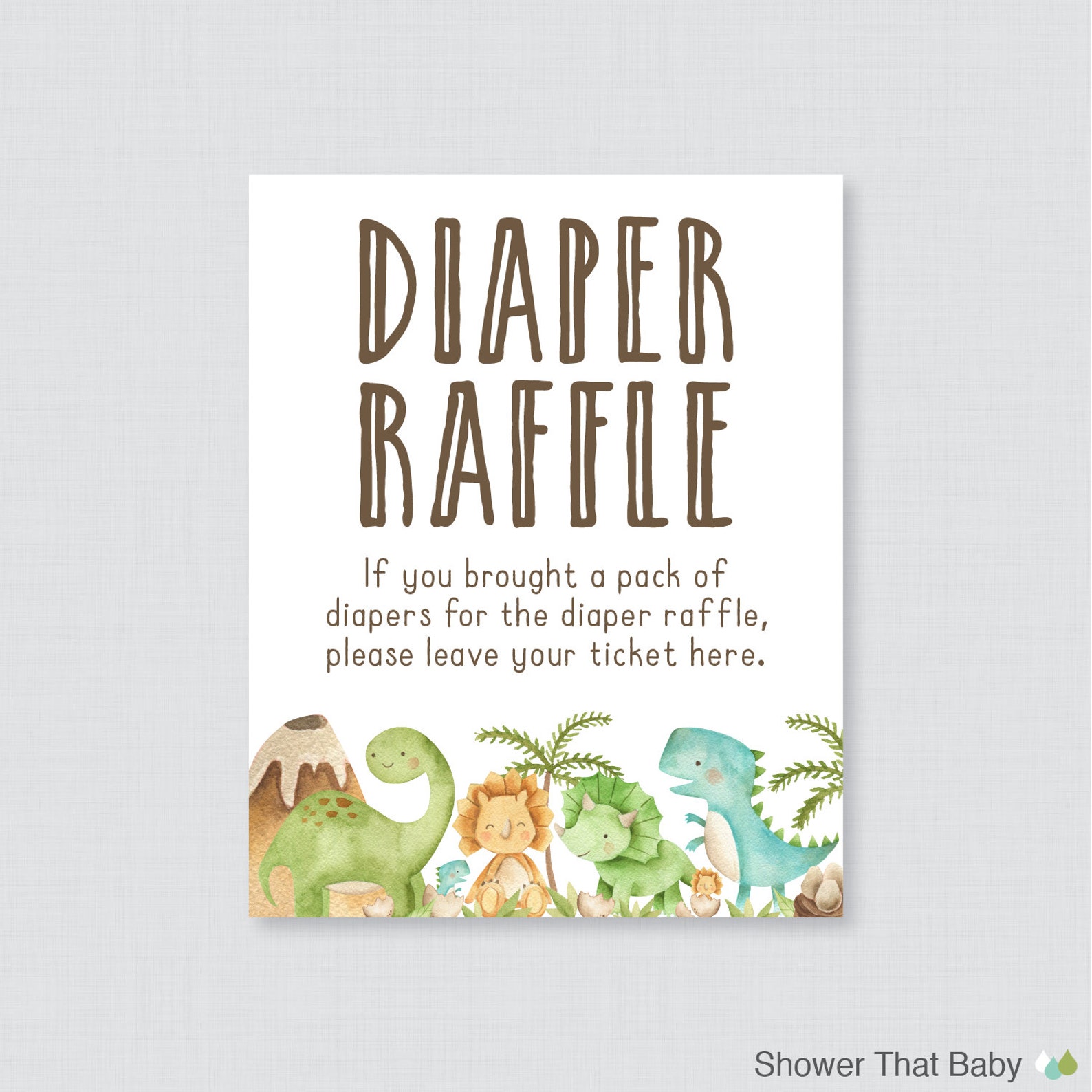 Dinosaur Baby Shower Diaper Raffle Tickets and Diaper Raffle | Etsy