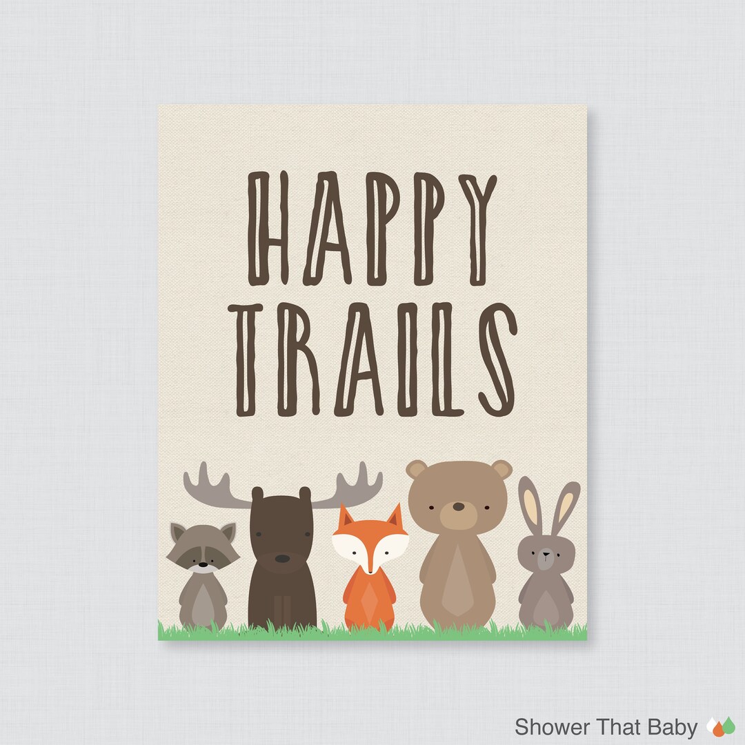 Woodland Happy Trails Sign - Printable Instant Download Woodland "happy ...