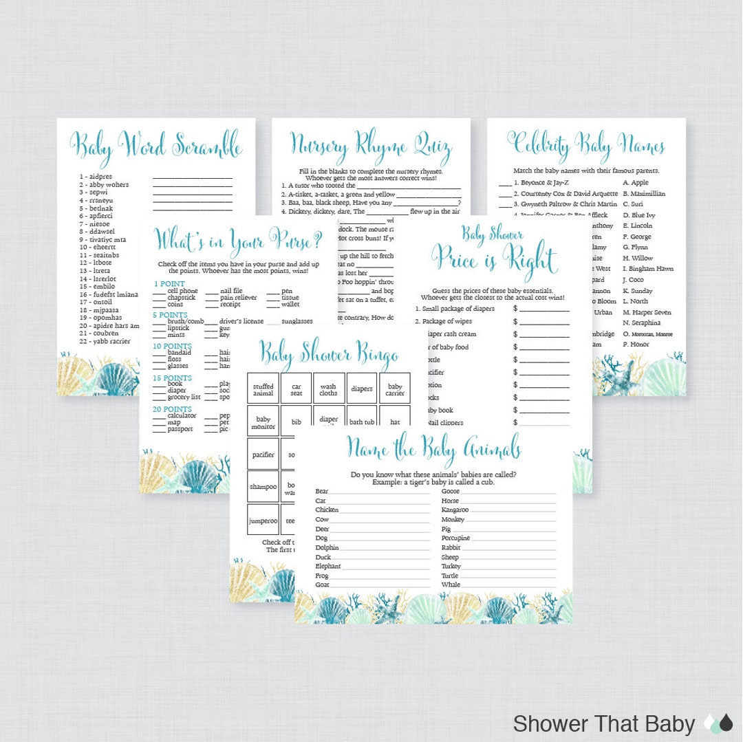 Nautical Baby Shower Games Package - Seven Printable Games: Bingo ...