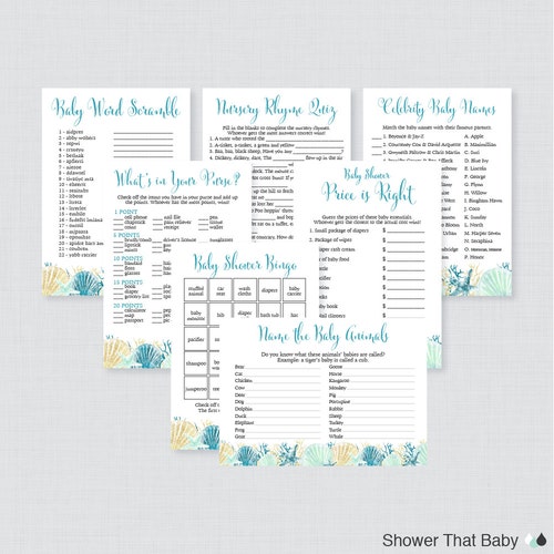 Under the Sea Baby Shower Games Package Celebrity Nursery - Etsy