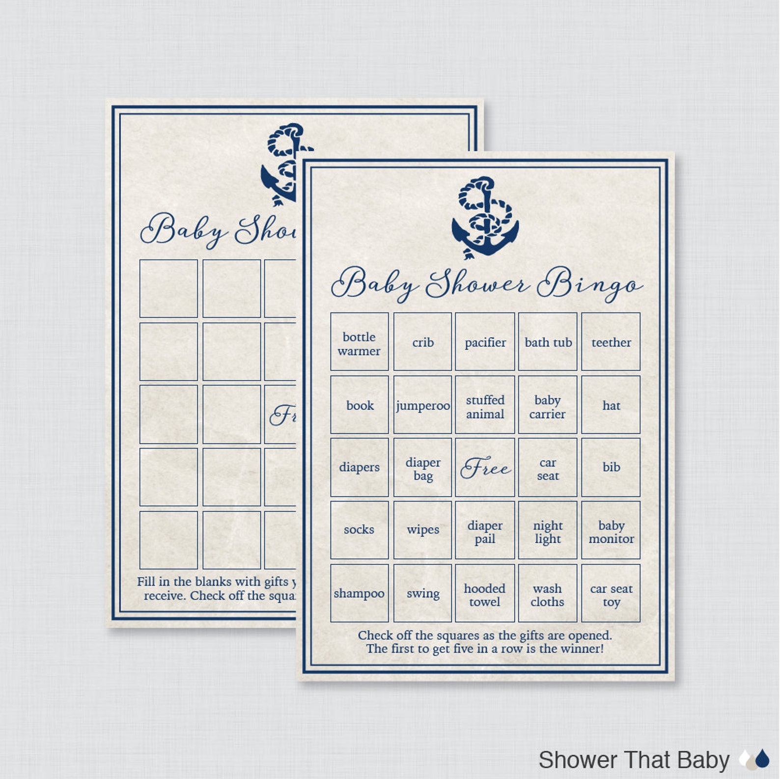 Nautical Baby Shower Games Package Seven Printable Games: - Etsy