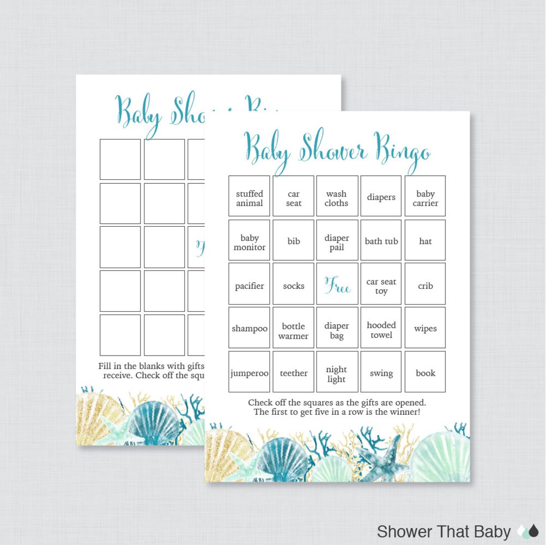 Nautical Baby Shower Bingo Cards Printable Blank Bingo Cards AND ...