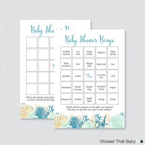 Nautical Baby Shower Bingo Cards Printable Blank Bingo Cards AND ...