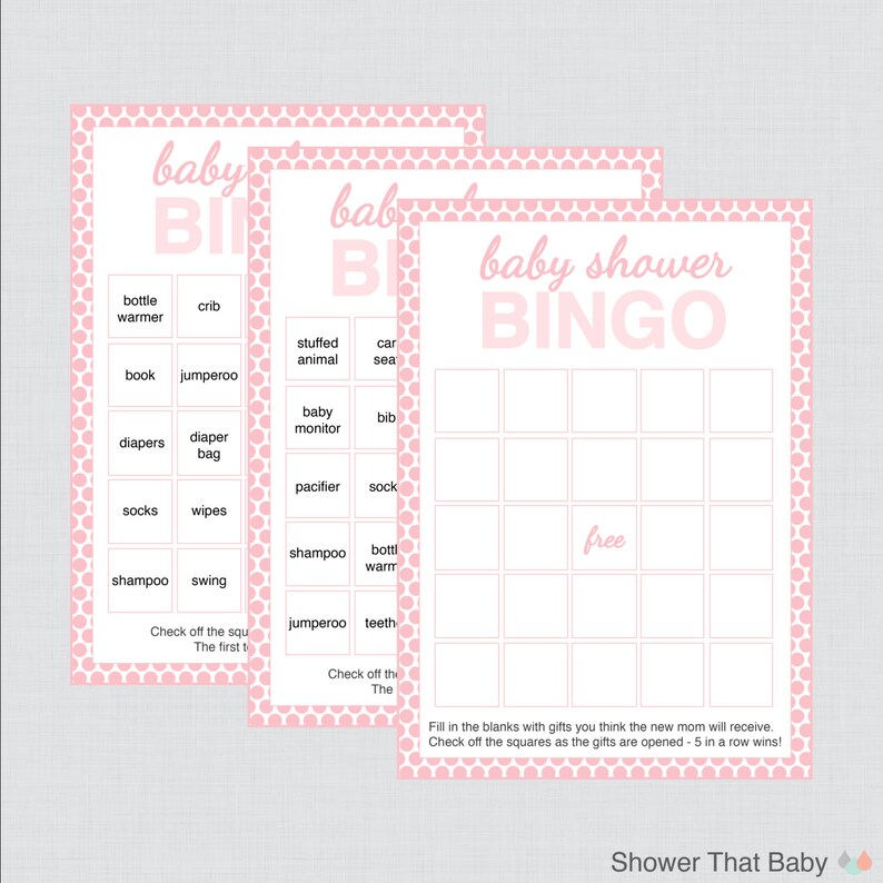 Light Pink Baby Shower Bingo Cards Blank Bingo Cards AND | Etsy