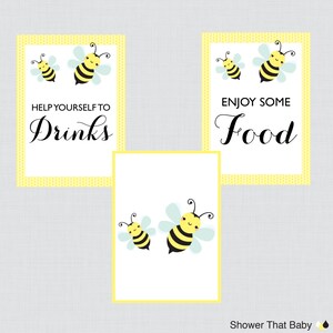 Printable Bumble Bee Baby Shower Table Signs SEVEN Signs Welcome Sign ...
