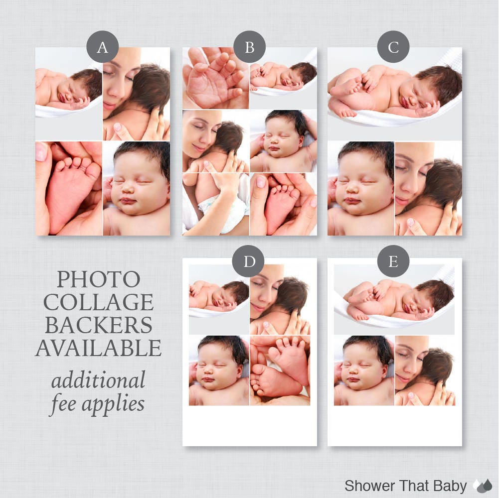Printable or Printed Photo Collage Birth Announcement Cards - Etsy