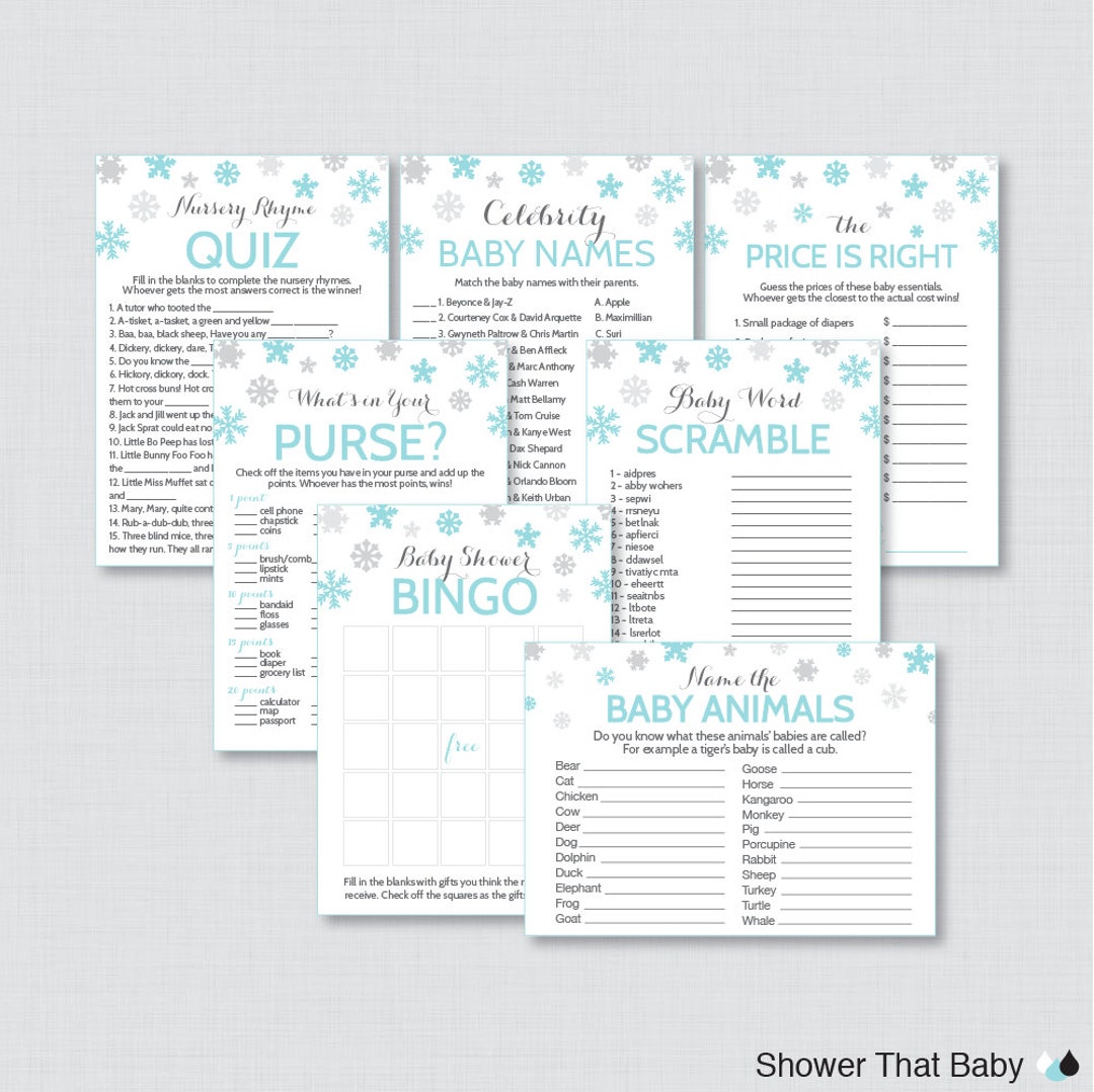 Winter Wonderland Baby Shower Games Package With Seven Printable Games ...