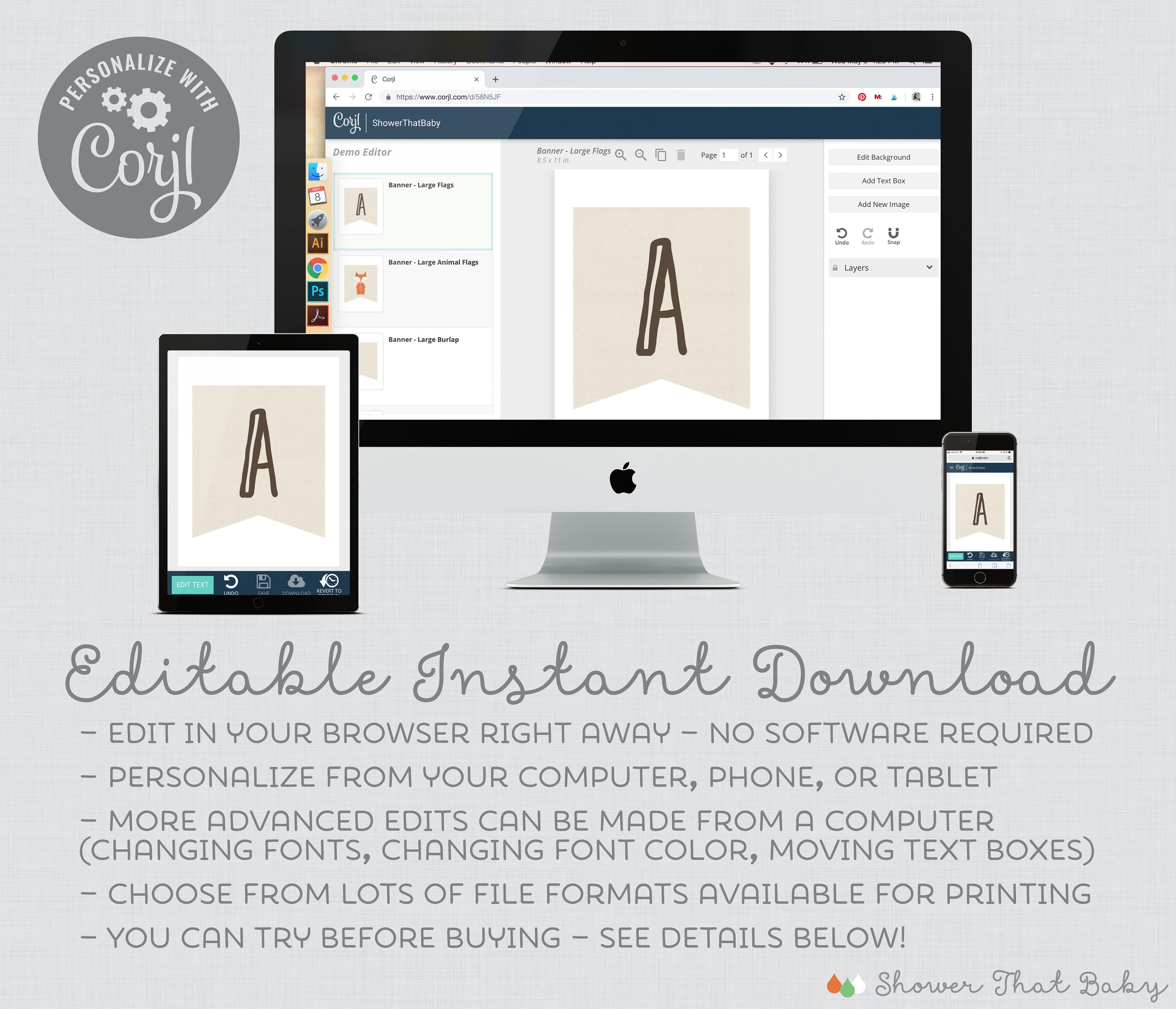 EDITABLE Woodland Printable Banner - Large AND Small Sizes - Woodland ...