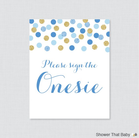 Blue Baby Shower sign the Onesie Sign Printable | Etsy