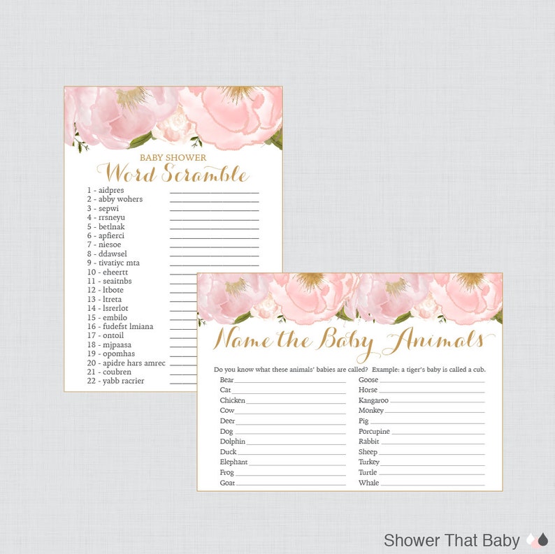 Floral Baby Shower Games Package Seven Printable Games: - Etsy