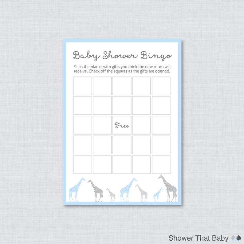 Giraffe Baby Shower Bingo Cards Prefilled Bingo Cards AND - Etsy