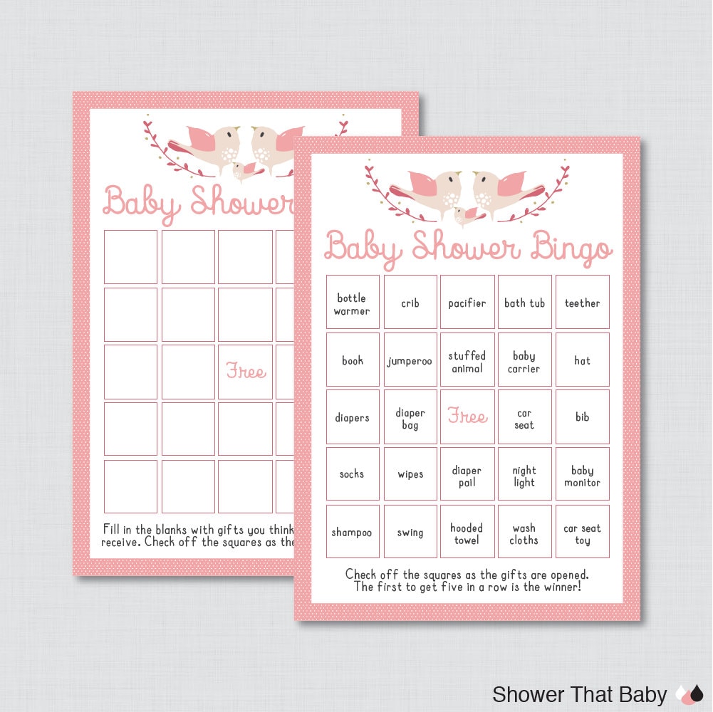 Bird Baby Shower Games Package - Seven Printable Games: Bingo, Price is ...