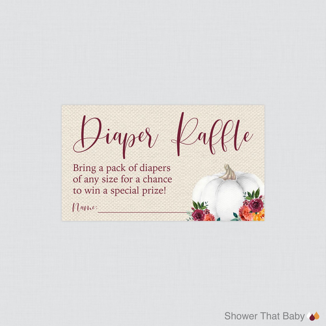 Watercolor Pumpkin Diaper Raffle Tickets and Diaper Raffle | Etsy
