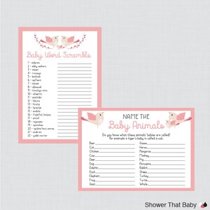 Bird Baby Shower Games Package Seven Printable Games: Bingo, Price is ...
